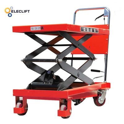 Red Hydraulic Scissor Lift Table Motorized For Heavy Loads 2.2kw Motor ...